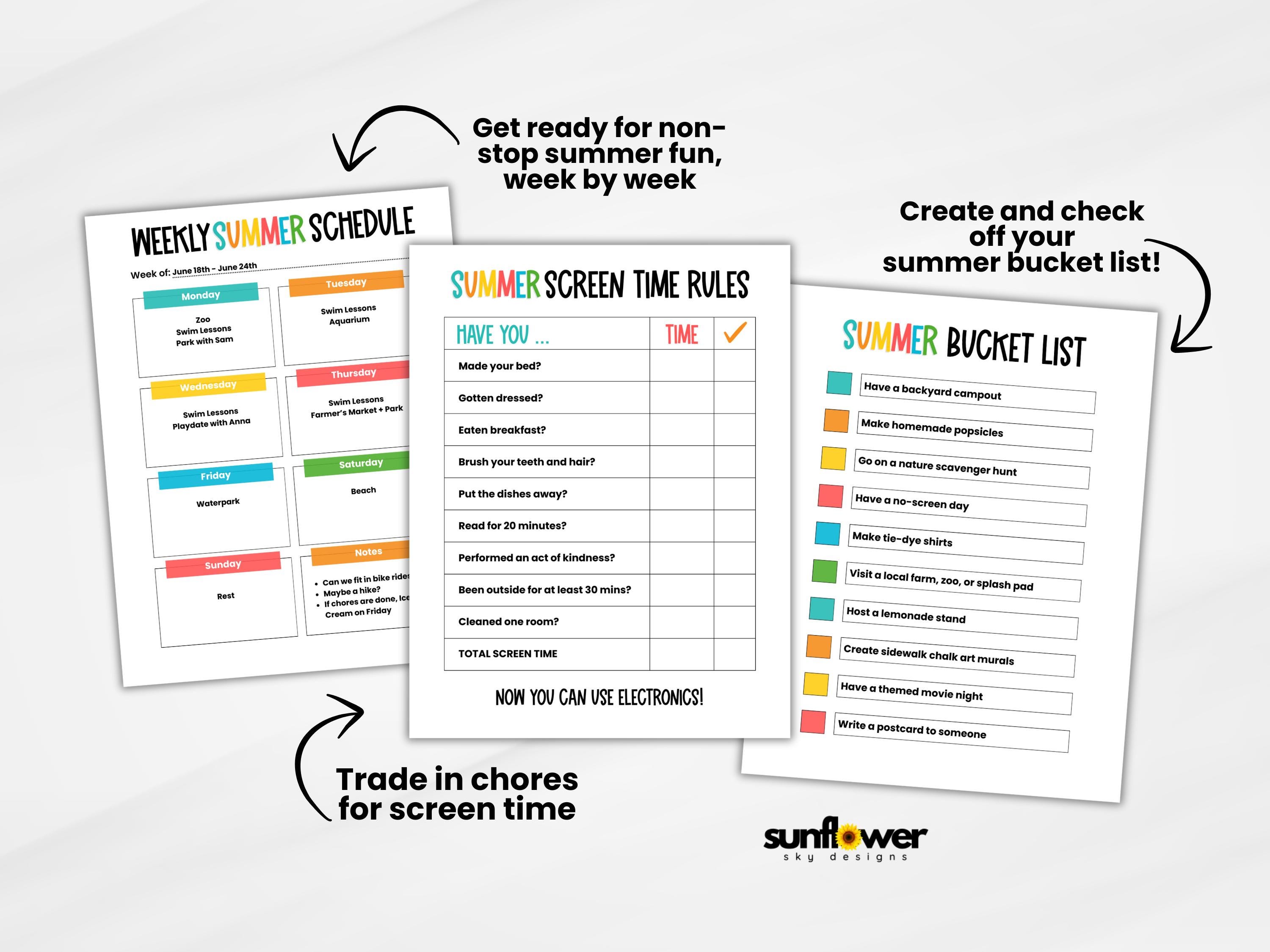 2025 Summer Planner for Kids and Families, Summer Break Planner, Chore ...