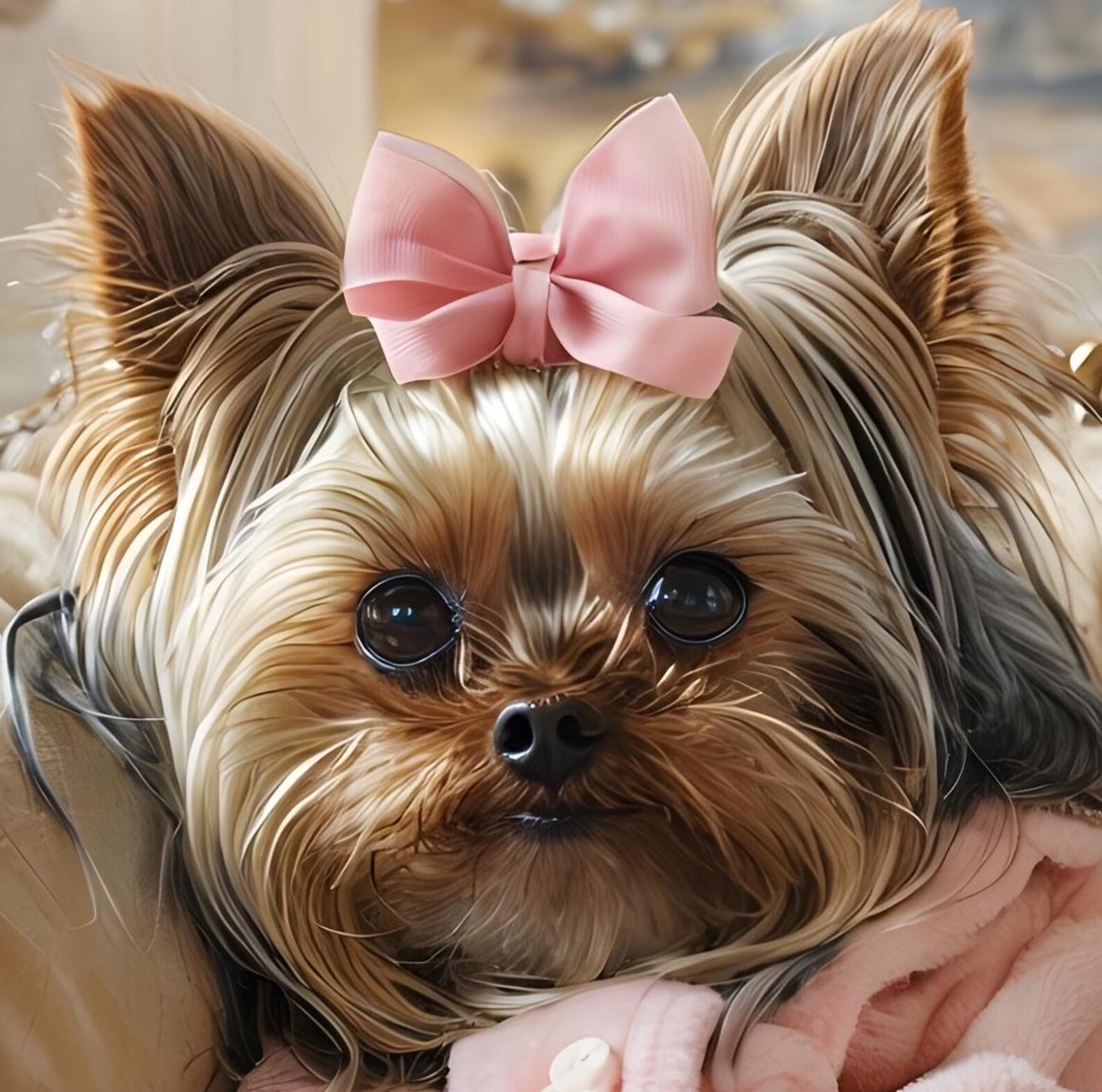 Pink Robe Yorkie: Whimsical Lounging Puppy, Yorkshire Terrier, Puppy ...