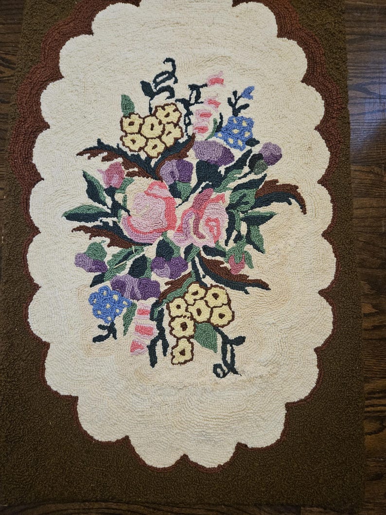 Handmade Floral Hooked Rug: Cheerful Home Decor - Etsy