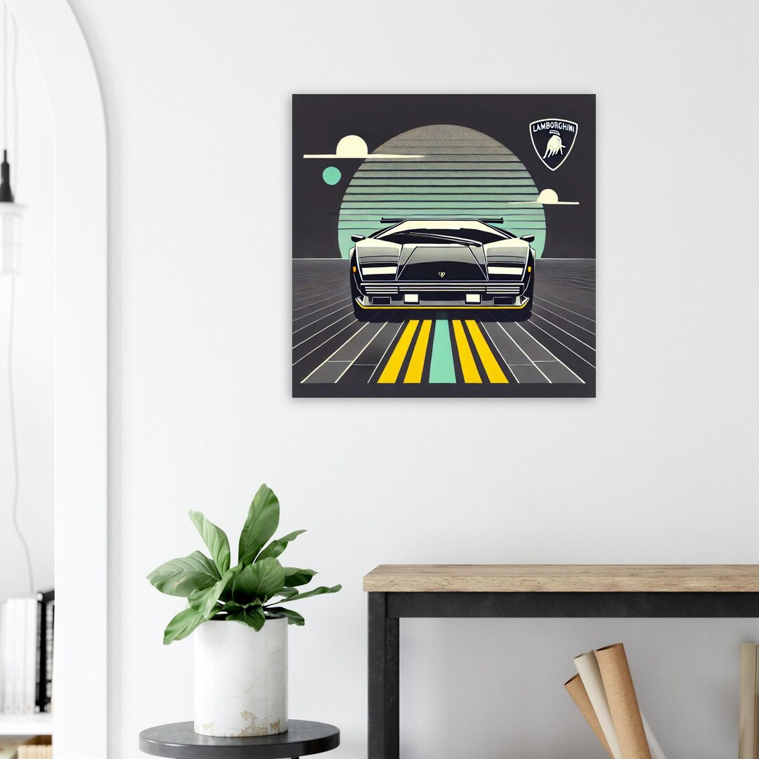 Lamborghini Countach Poster 80s Retro Digital Print Futuristic Street ...