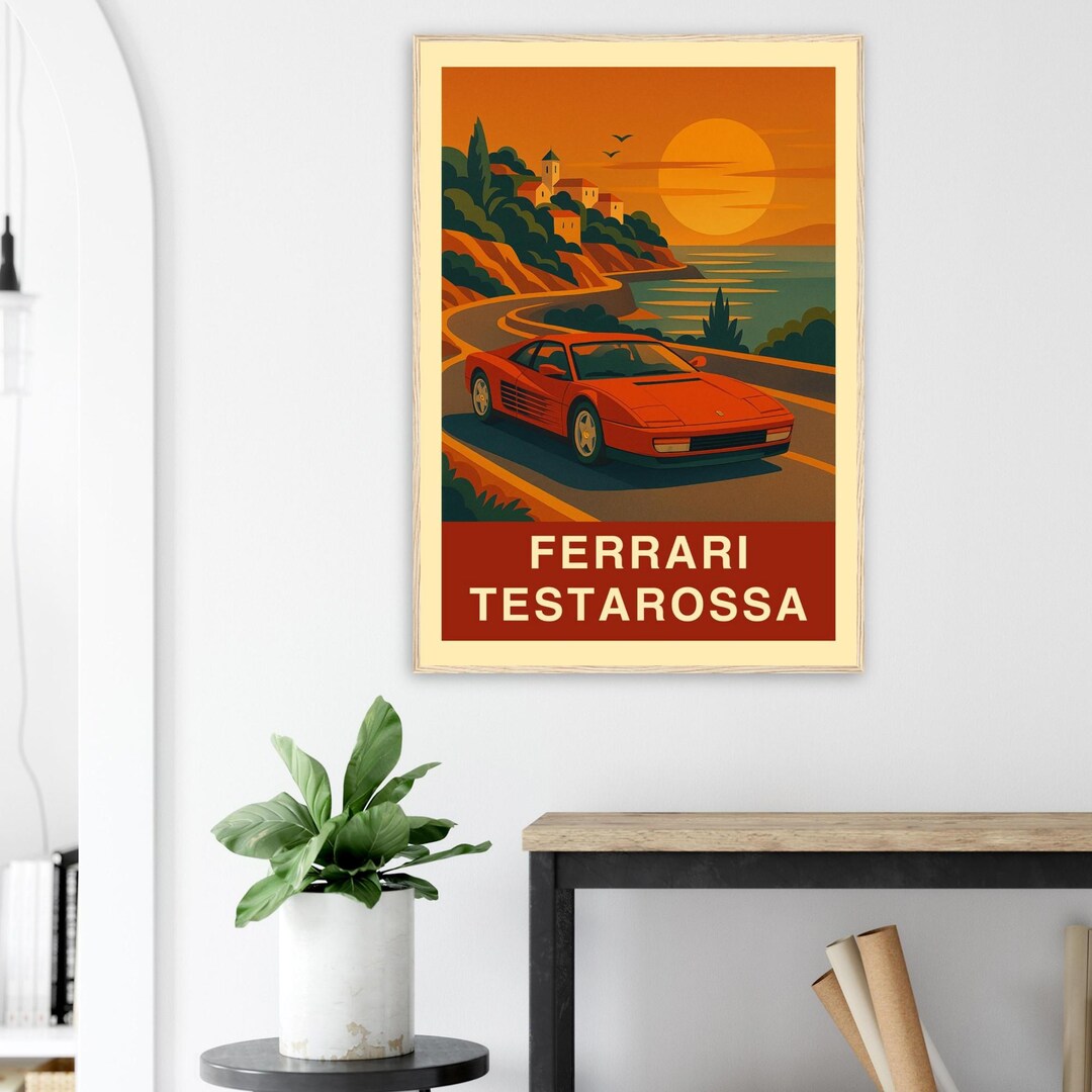 Ferrari Testarossa Poster – Retro 80s Style Neon Wall Art Print With or ...