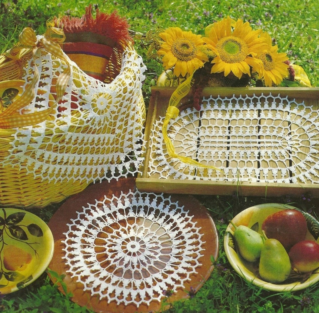 Crochet Doily Set 1 Round 29 Cm 11 Inches - 1 Square 35 Cm - 14 Inches ...