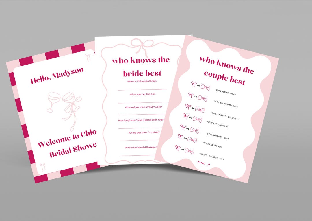 Editable Bridal Shower Game Booklet | Welcome Sign, Menus & Place Cards ...