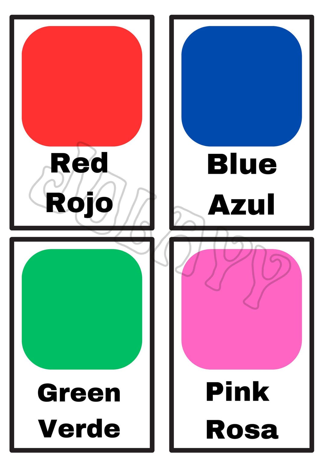 Bilingual Color Flash Cards English and Spanish Printables - Etsy