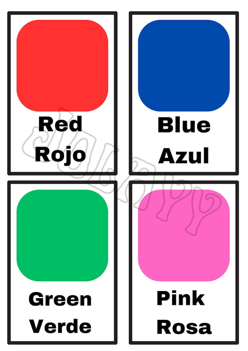 Bilingual Color Flash Cards English and Spanish Printables - Etsy