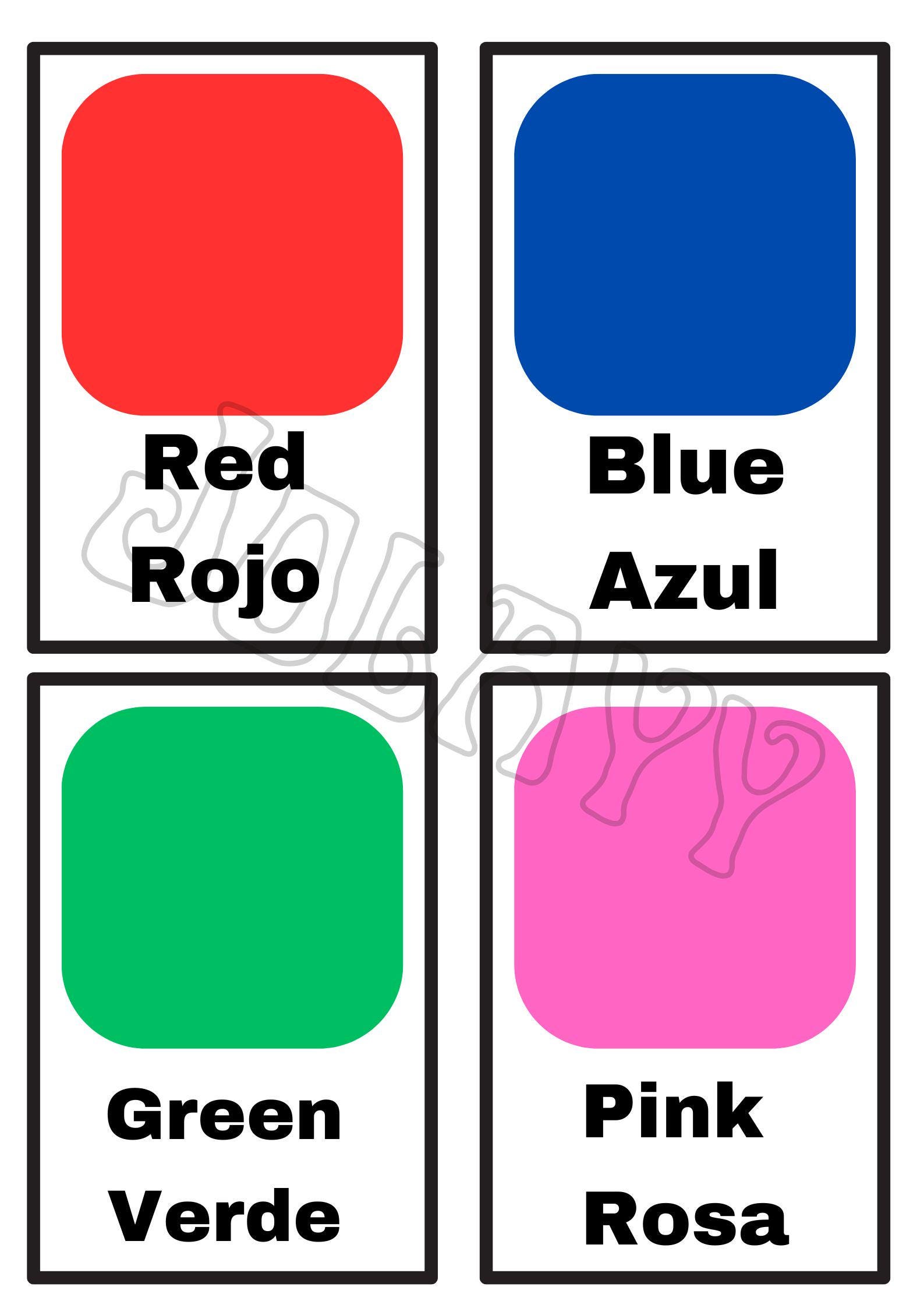Bilingual Color Flash Cards English and Spanish Printables - Etsy