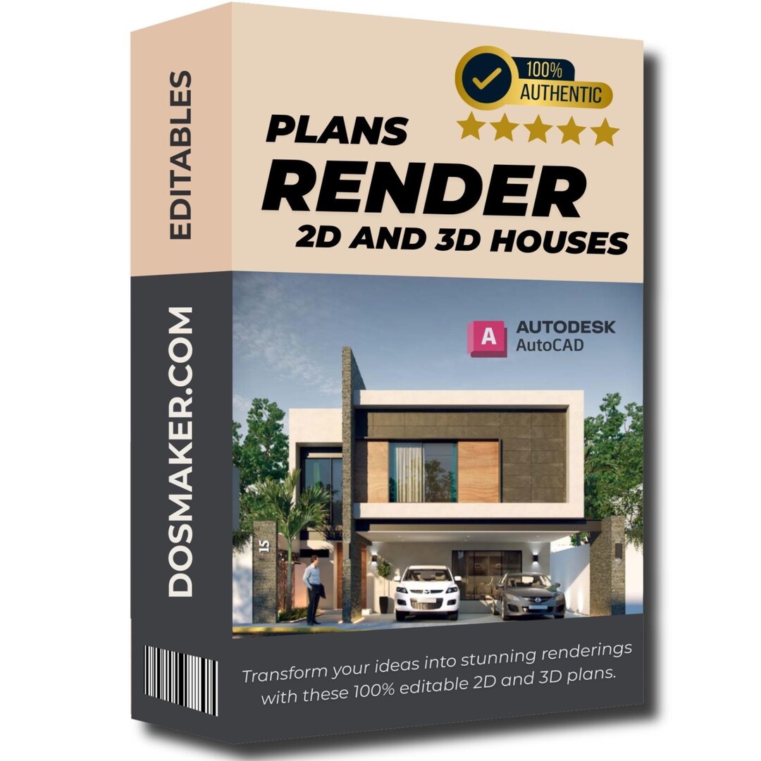 Modern House Render Plans – 2D & 3D AutoCAD Editable Files + High ...
