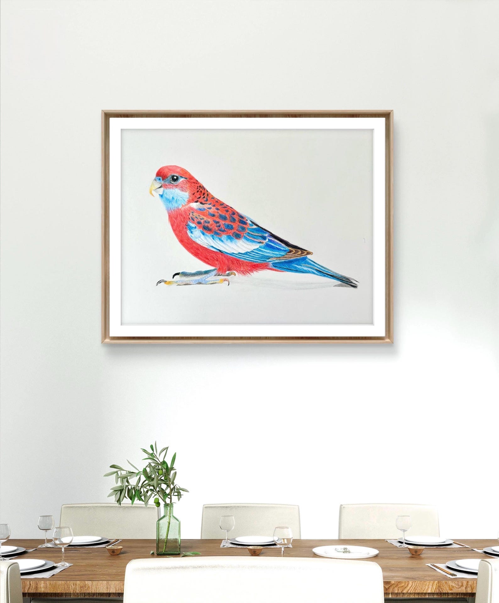 Crimson Rosella Bird Art: Realistic Color Pencil Drawing (14x11) - Etsy