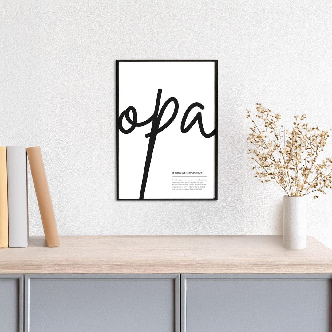Typo Poster Definition Grandpa // Black and White // Wall Art // Funny ...