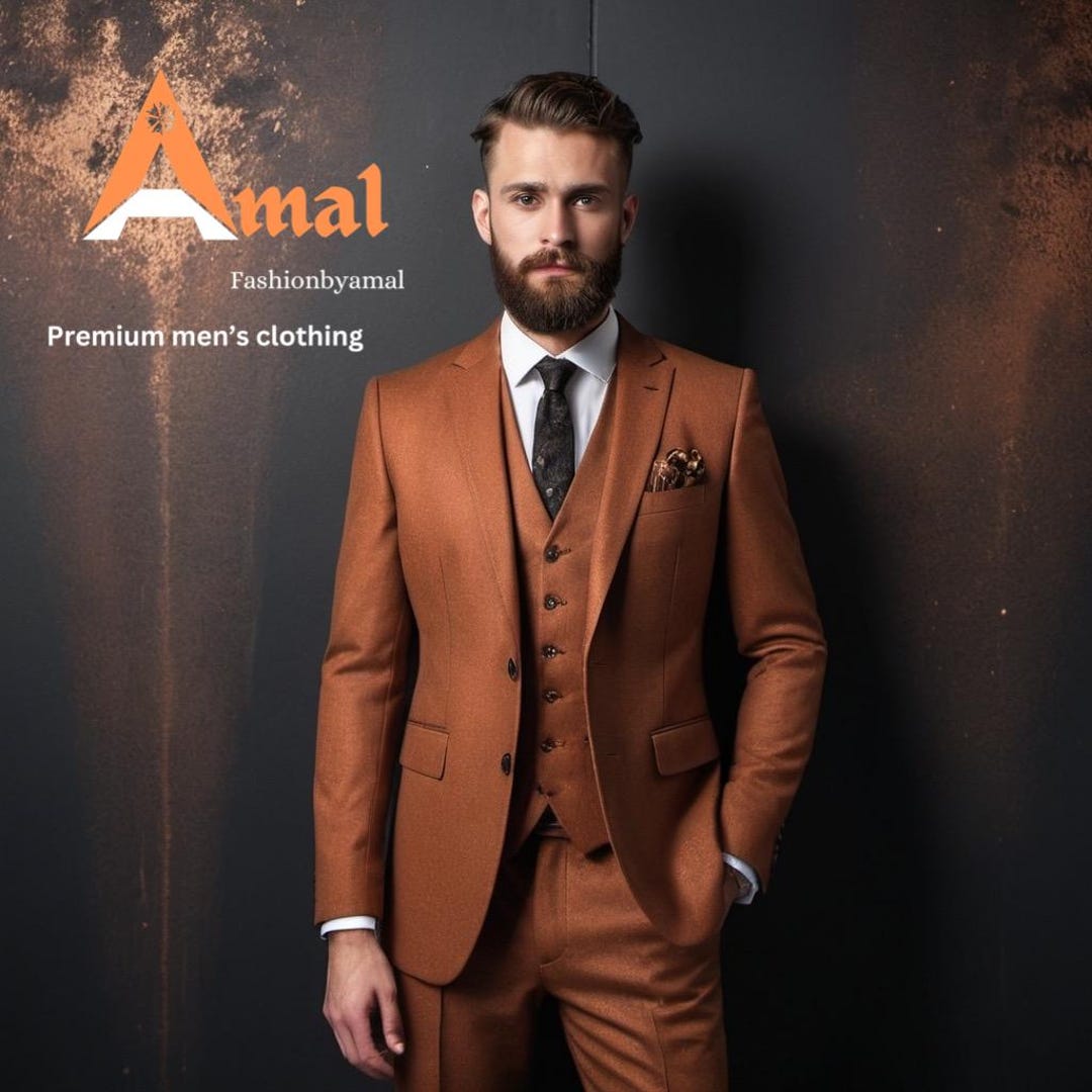FASHIONBYAMAL, Rust Orange Suit for Men, Party Wear Suits, Groomsmen ...