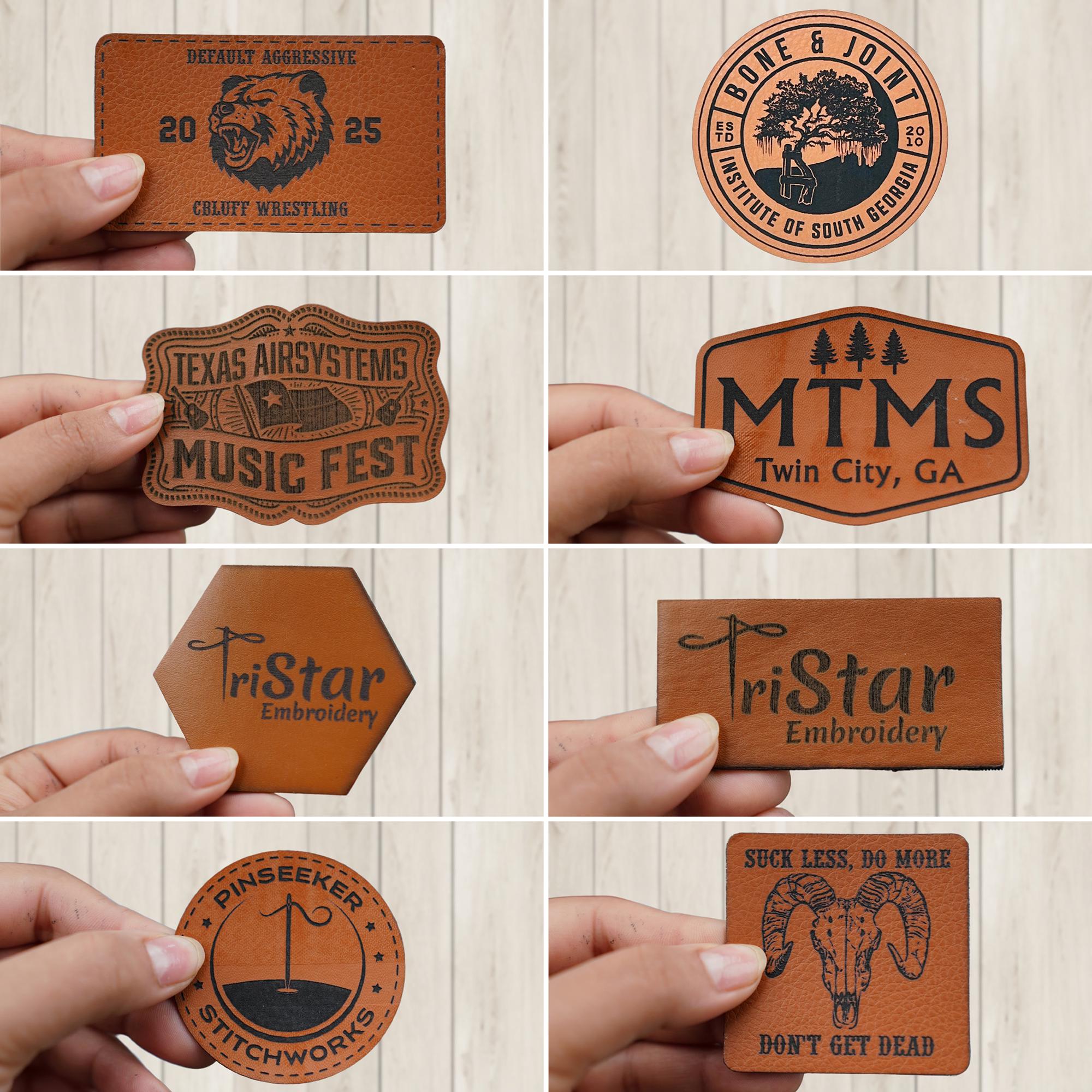 Custom Leather Engraved Patches, Leather Name Tag, Custom Logo Leather ...