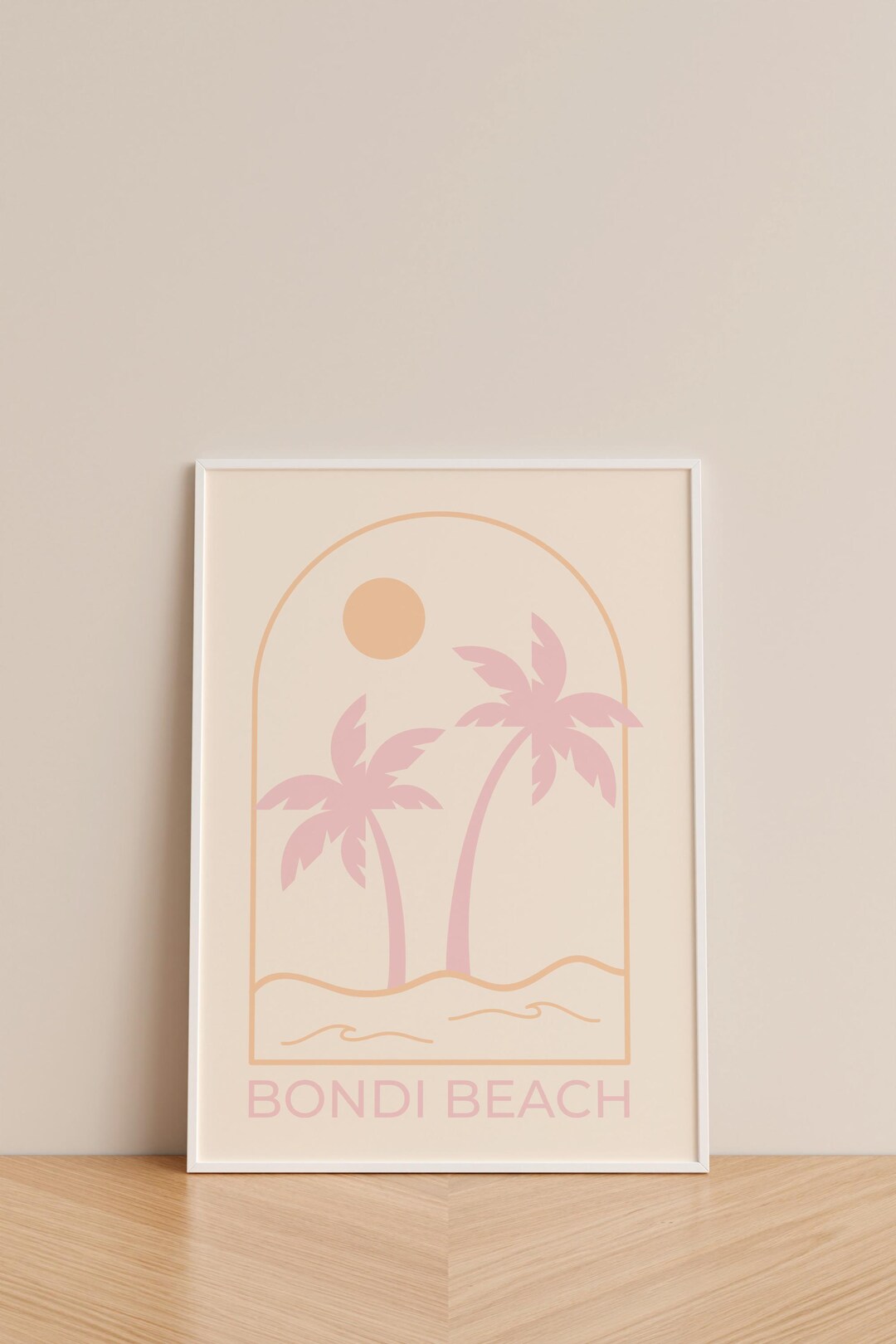 Bondi Beach Wall Art – Minimalistic Beach Print Sun & Palm Trees | Two ...