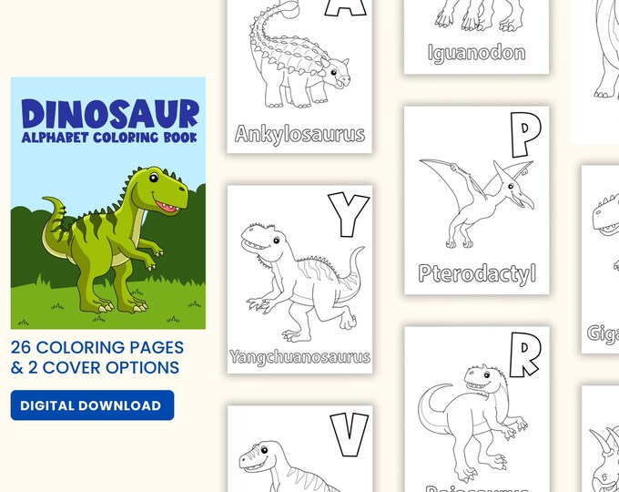 Dinosaur ABC Alphabet Coloring Pages for Preschool and Baby Shower ...