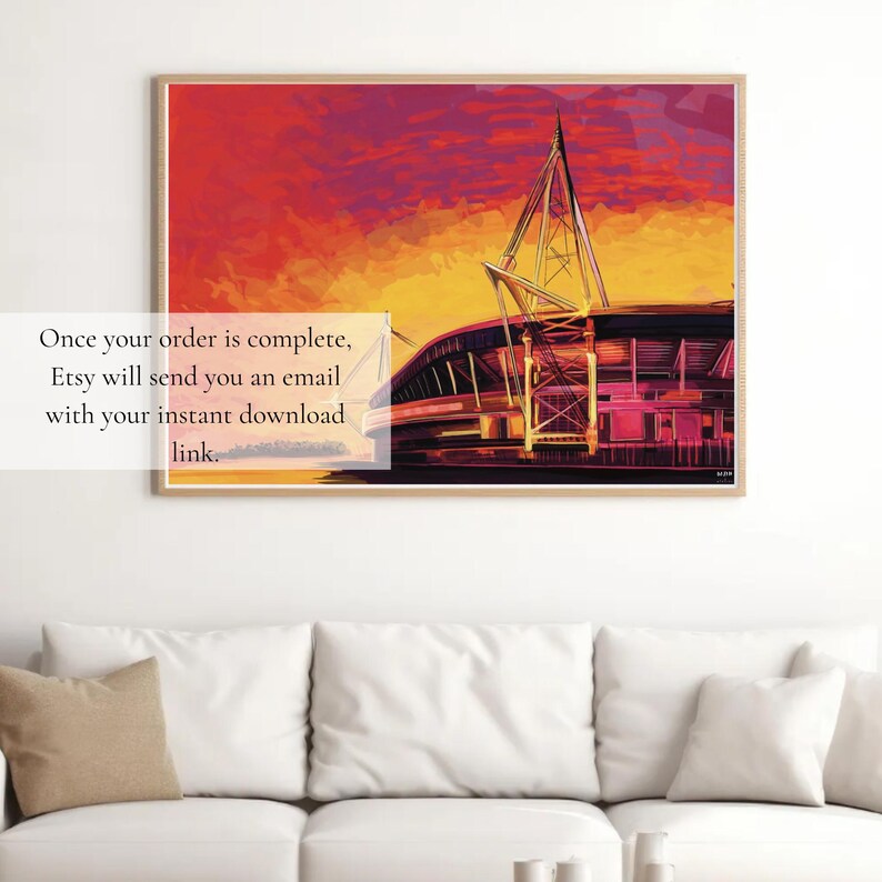 Principality Stadium Print - Digital Download, Wales Landmark Poster ...