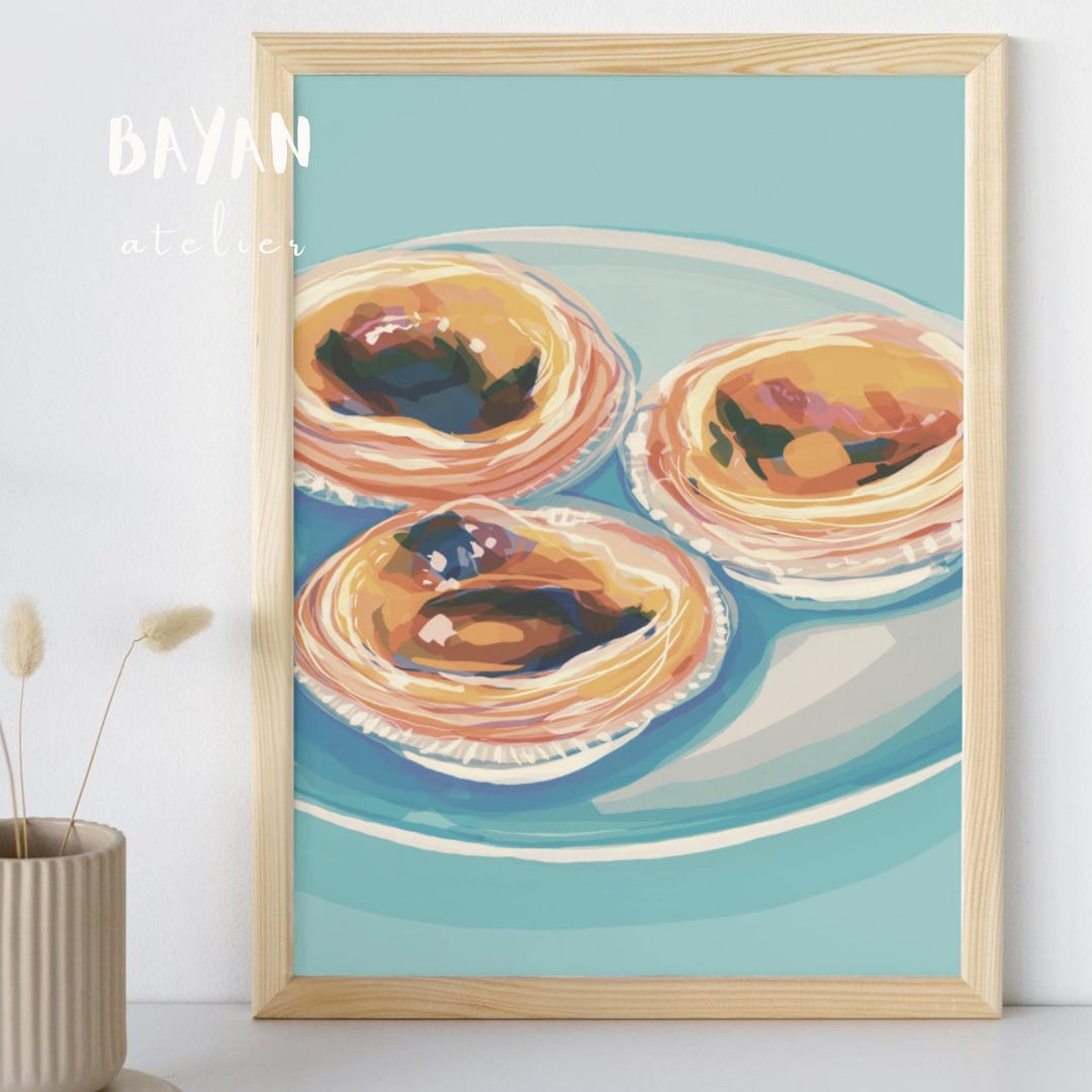 Printable Pastel De Nata Art - Portuguese Bakery Kitchen and Cafe Decor ...