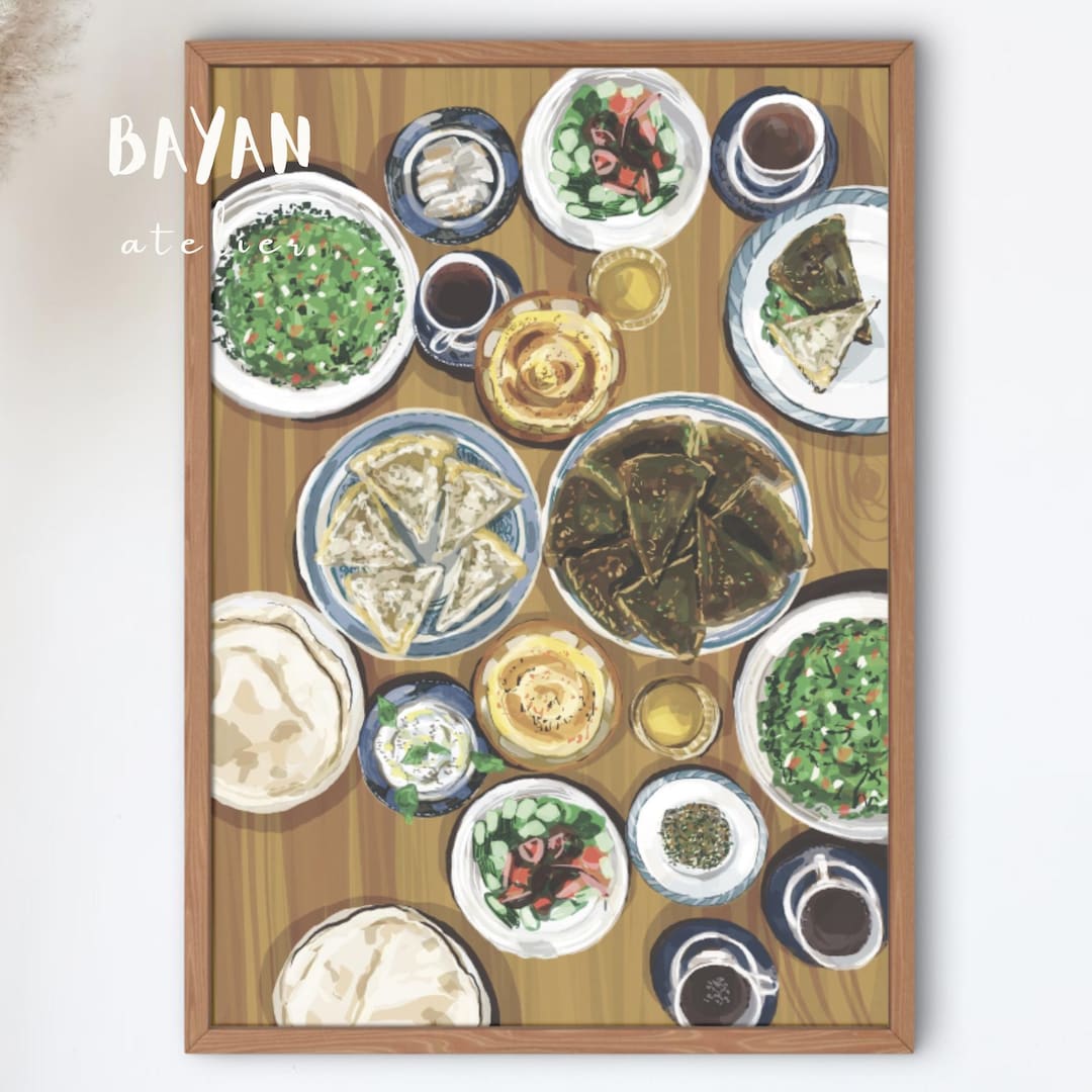 Palestinian Breakfast - Printable Middle Eastern Wall Art, Levantine ...