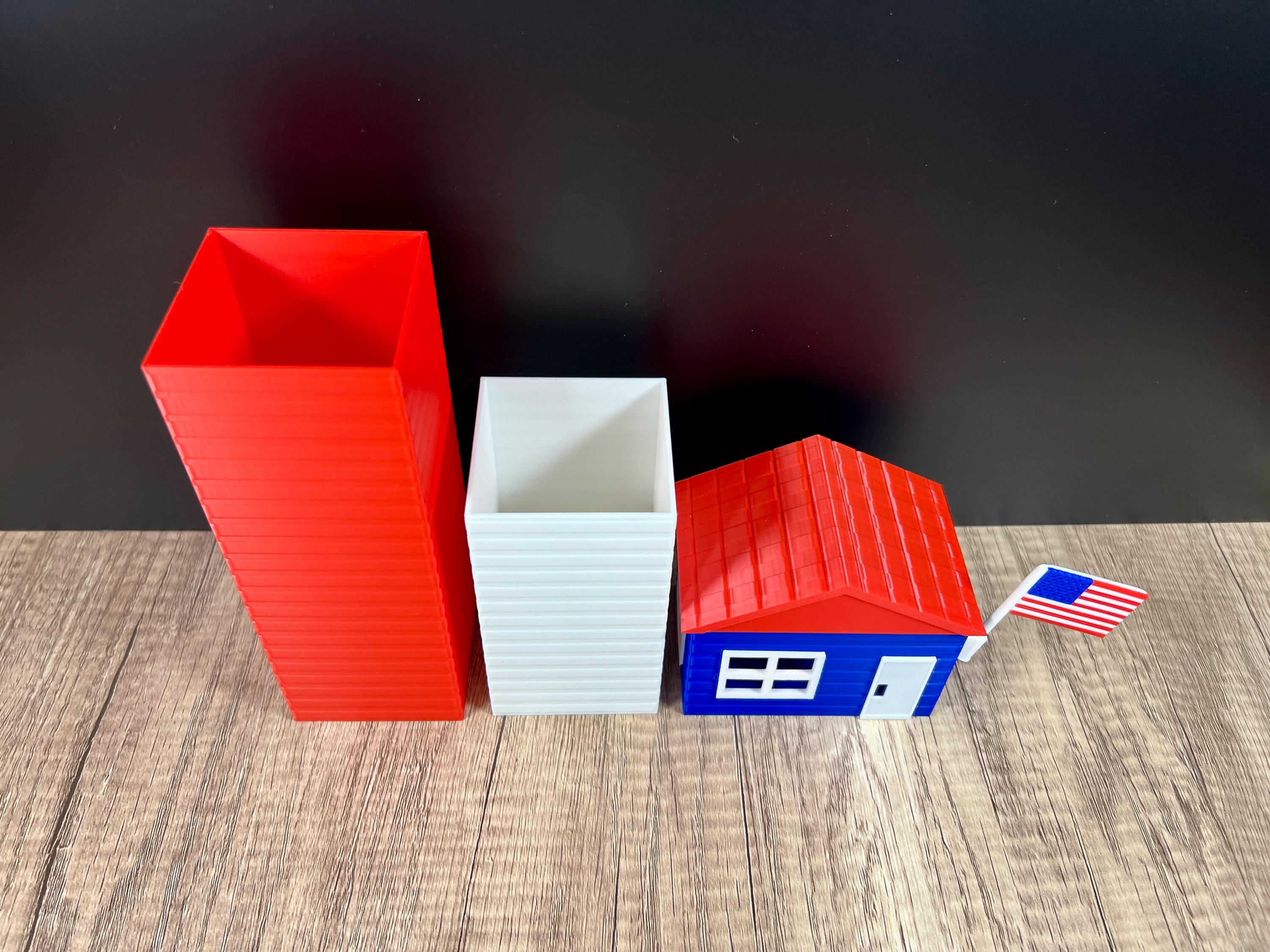 3D Printed Usa-themed Gift Set, House Gift Box With American Flag, Real ...