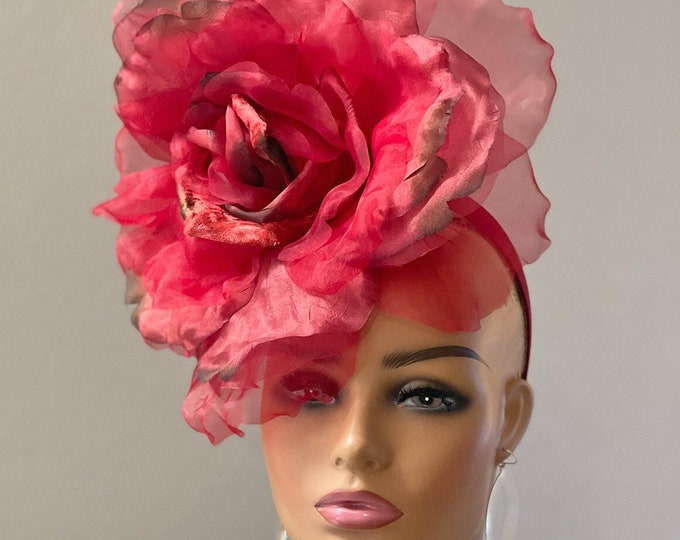Red Rose Fascinator Kentucky Derby Hat Red High Tea - Etsy