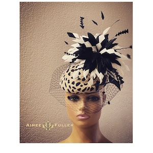 Animal Print Fascinator Hat, Black and White High Tea Fascinator, Royal ...