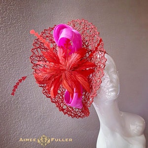 Kentucky Derby Hat, Red Hat, Big Derby Fascinator, Red Silk Ribbon ...