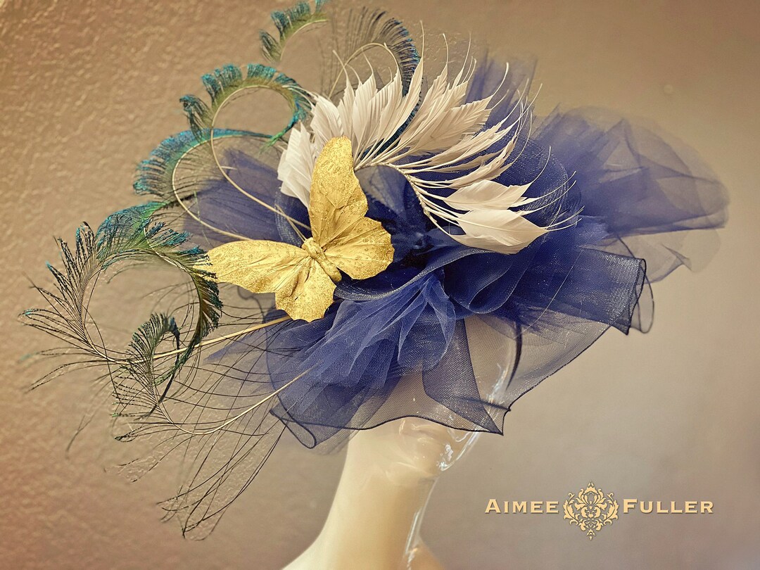 Aimee Fuller Kentucky Derby Hat, Pale Gray Blue Fascinator, Huge ...