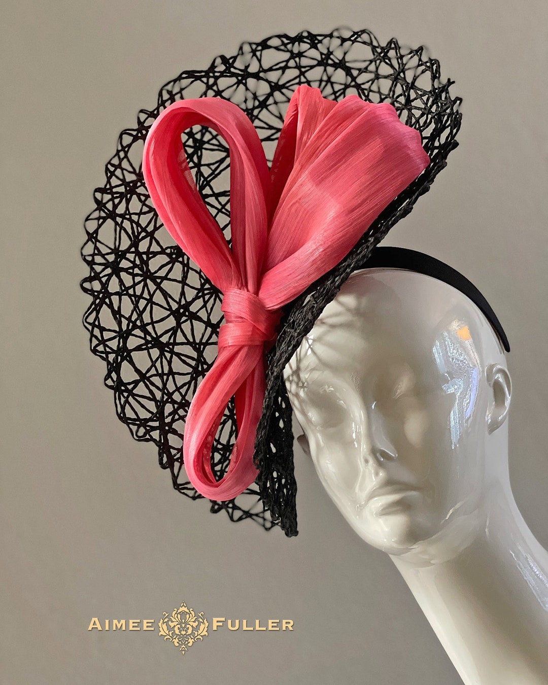 Aimee Fuller Kentucky Derby Coral Salmon Pink Black Fascinator - Etsy