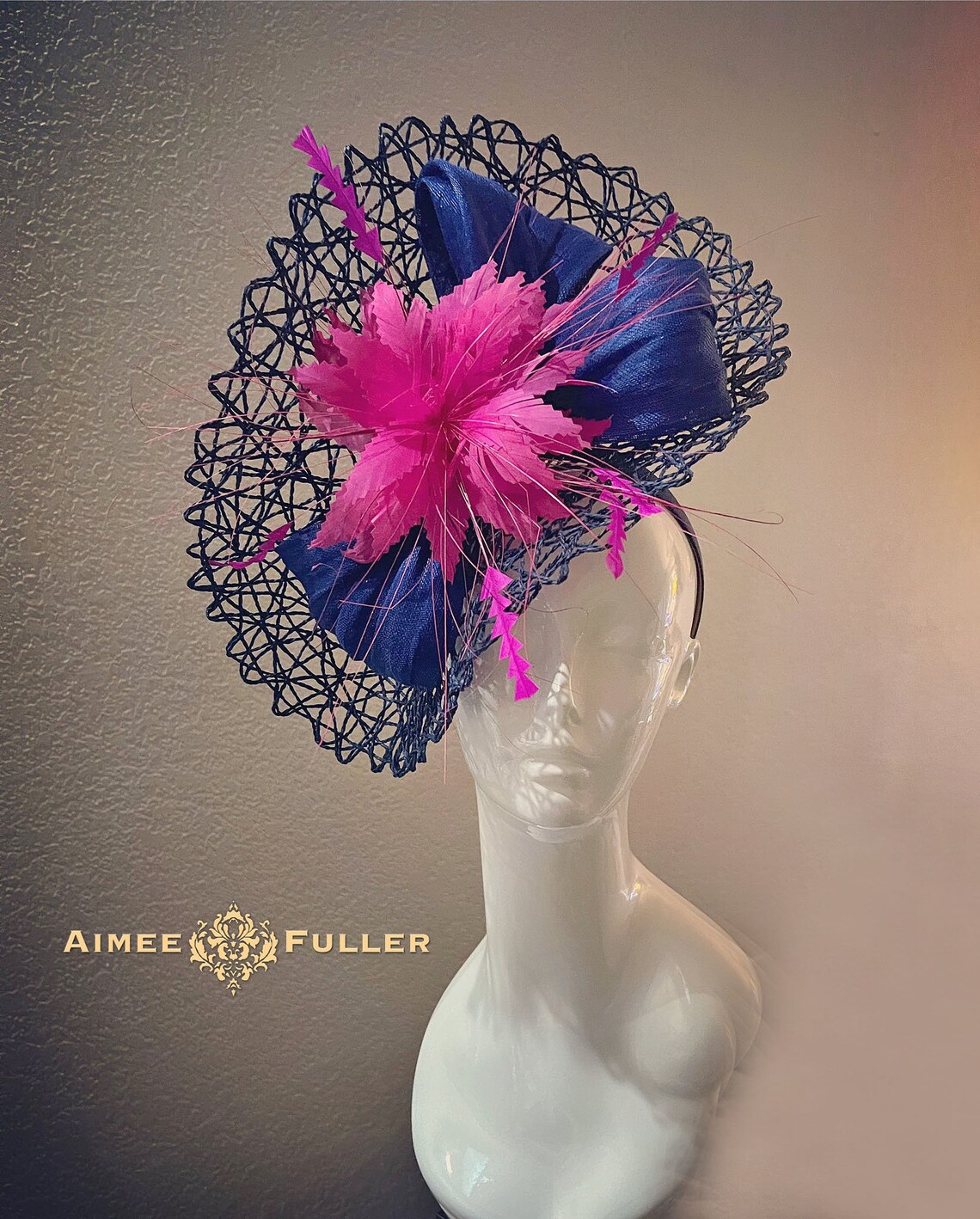 Aimee Fuller Kentucky Derby Hat Hot Pink Blue Hat Derby - Etsy