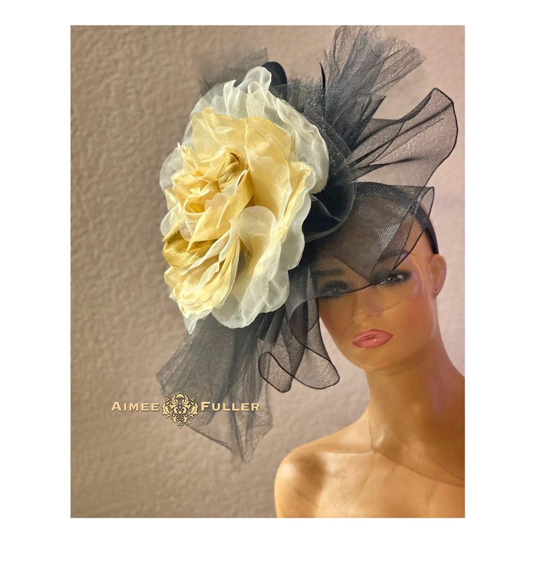 Aimee Fuller Black Royal Ascot Fascinator, Kentucky Derby Hat, Floral ...