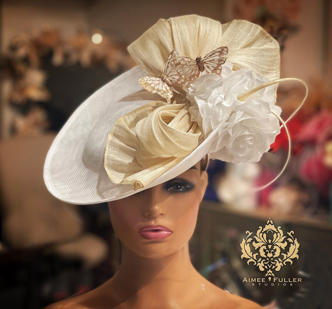 Kentucky Derby Hat Fascinator, Bridal Butterfly Hat, Ivory White Cream ...