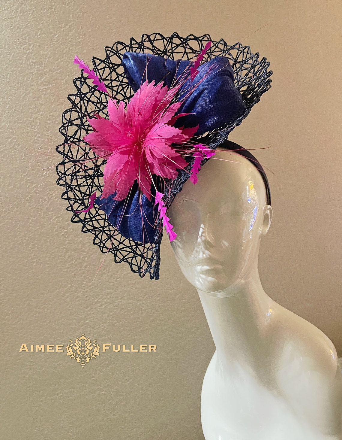 Aimee Fuller Kentucky Derby Hat Hot Pink Blue Hat Derby - Etsy
