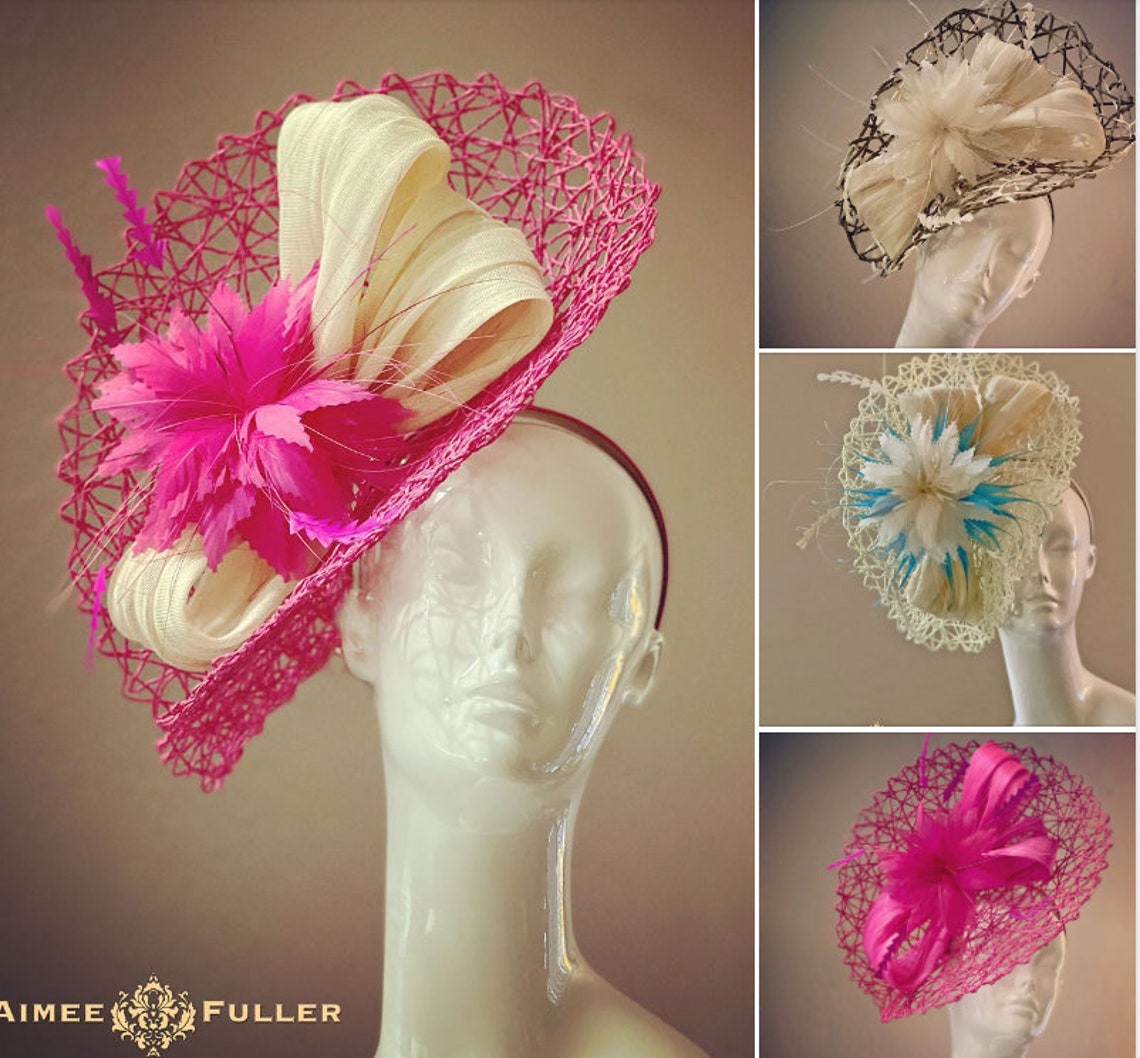Aimee Fuller Kentucky Derby Hat Hot Pink Blue Hat Derby - Etsy