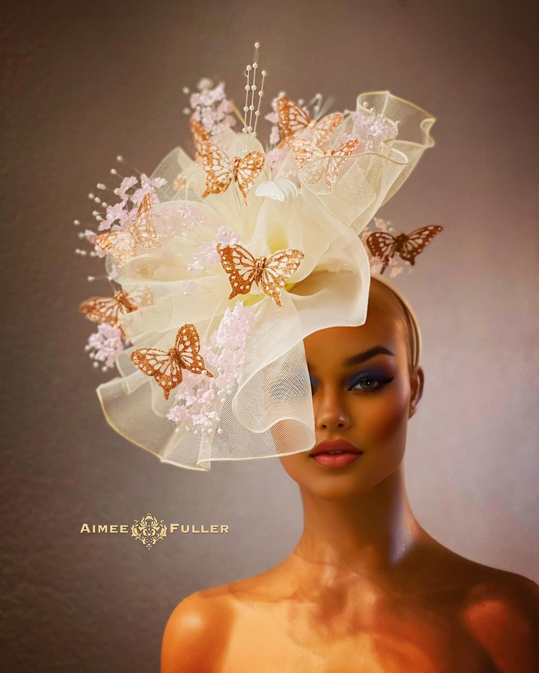 Aimee Fuller Kentucky Derby Hat Fascinator, Bridal Veil, White Cream ...