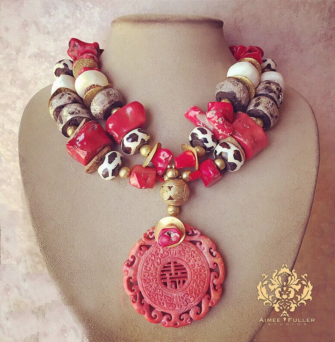 Aimee Fuller African Statement Pendant Necklace, Handmade Tribal Brass ...