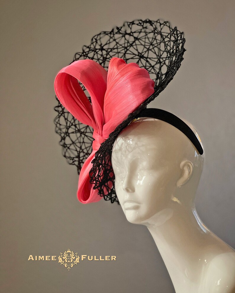 Aimee Fuller Kentucky Derby Coral Salmon Pink Black Fascinator - Etsy