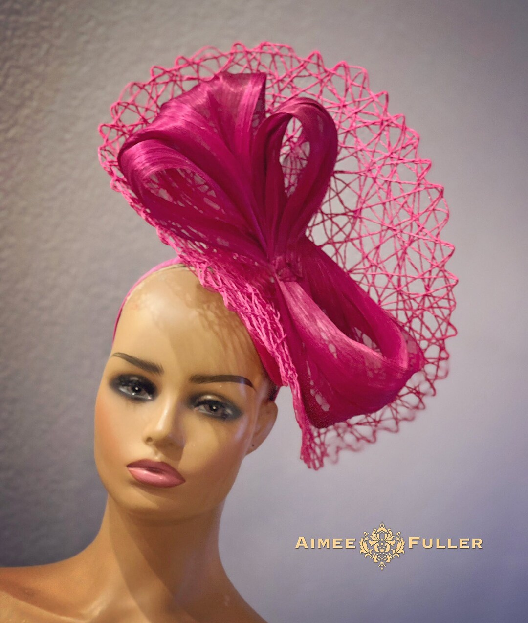 Aimee Fuller Kentucky Derby Fascinator, Shocking Hot Berry Pink Silk ...