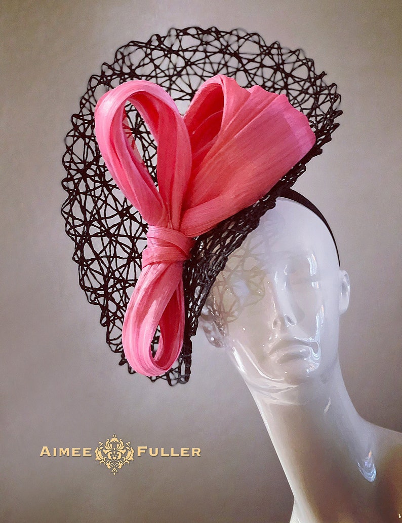 Aimee Fuller Kentucky Derby Coral Salmon Pink Black Fascinator - Etsy