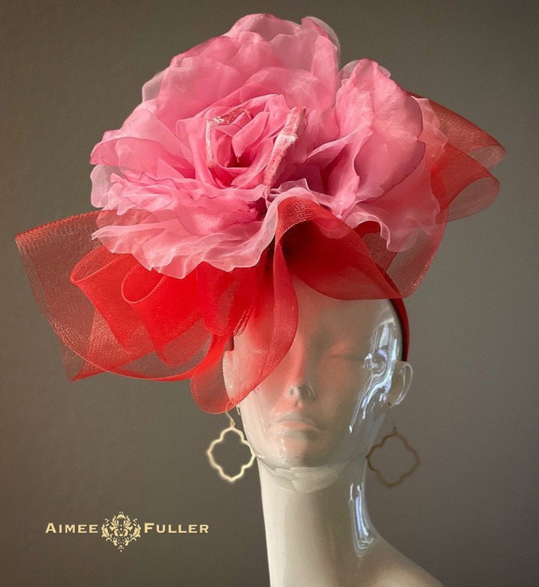 High Tea Fascinator Hat Hot Pink Flower Special Events Kentucky Derby ...