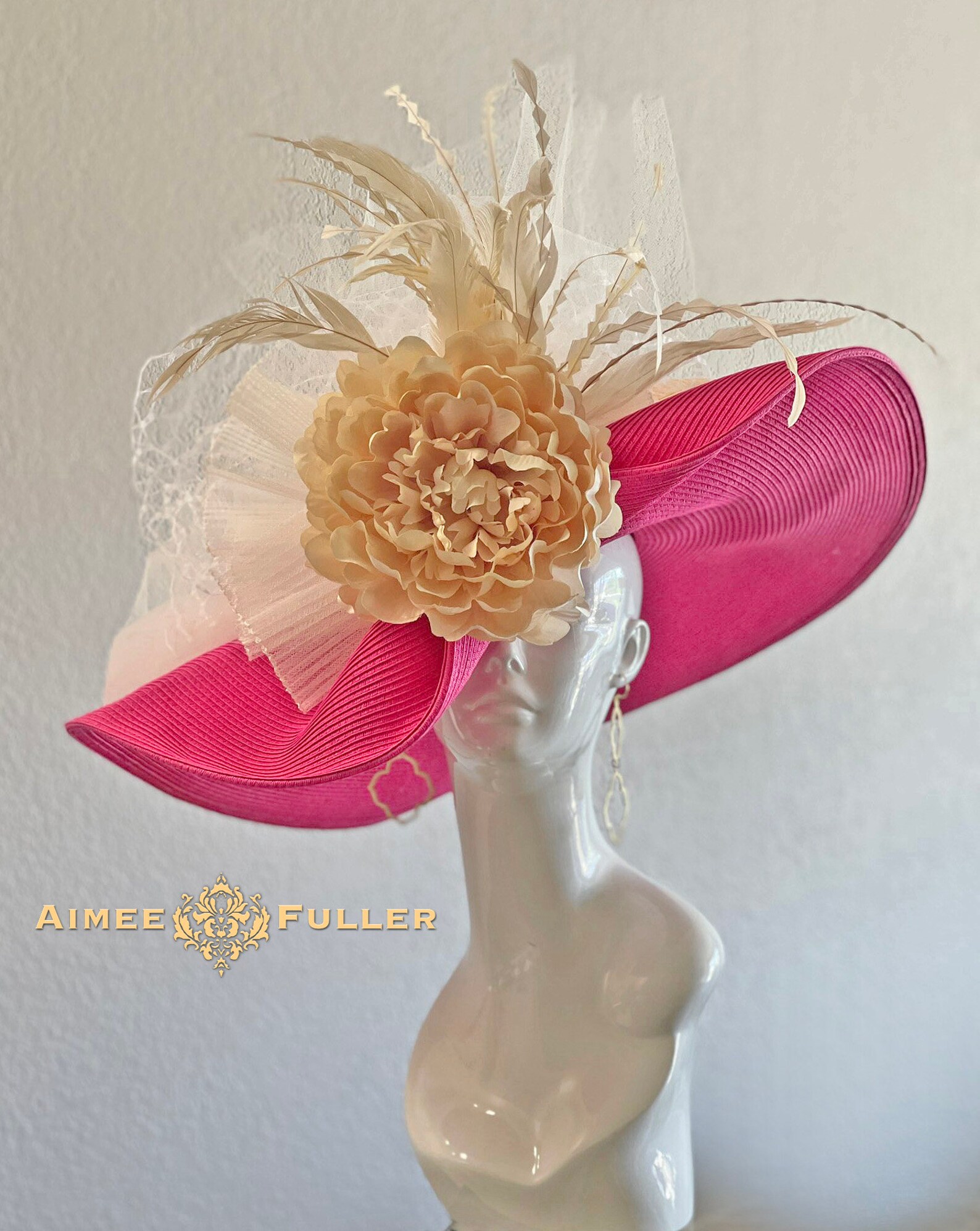 Pink Kentucky Derby Hat Bubble Gum Pink Cream High Tea Large - Etsy