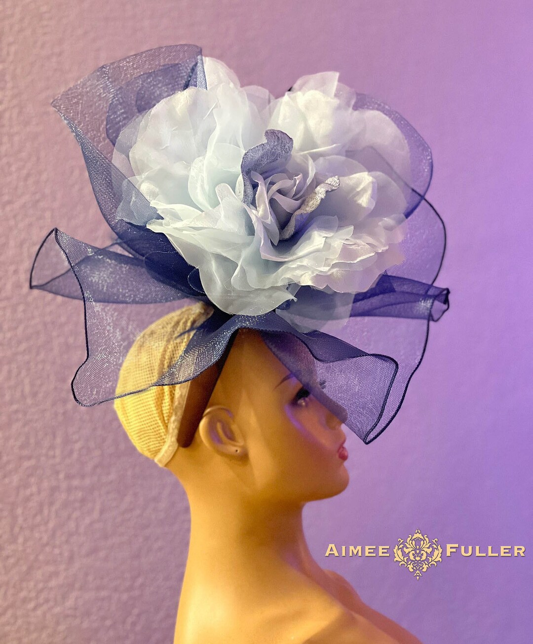 Kentucky Derby Hat, Fascinator, Powder Blue and Navy Fascinator, Del ...