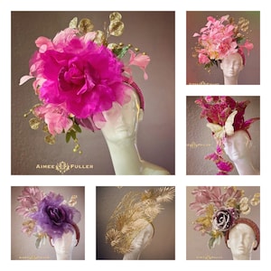 Kentucky Derby Fascinator, Red Silk Rose Floral Fascinator, Hot Pink ...