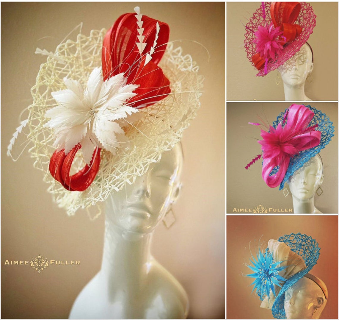Aimee Fuller Kentucky Derby Hat Hot Pink Blue Hat Derby - Etsy