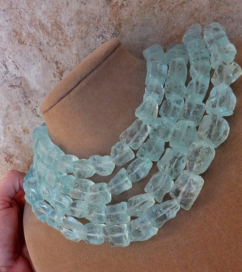 Rough Aqua Nugget Beads Chunky Statement Necklace by Aimee Fuller ...