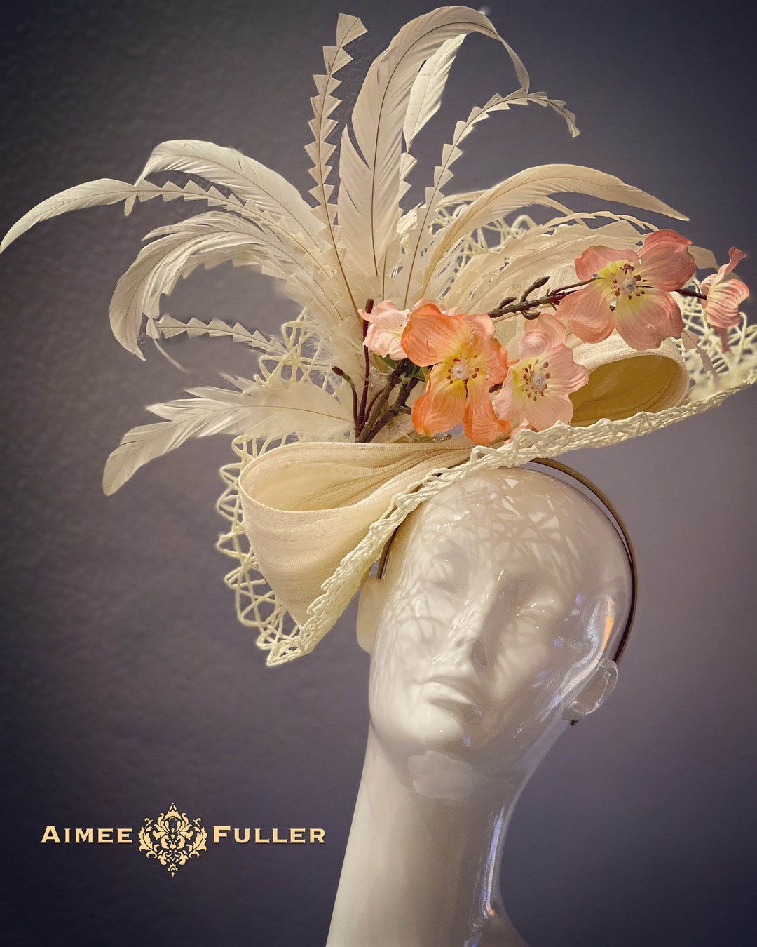 Aimee Fuller Kentucky Derby Hat Fascinator, Cherry Blossom Hat, Coral ...