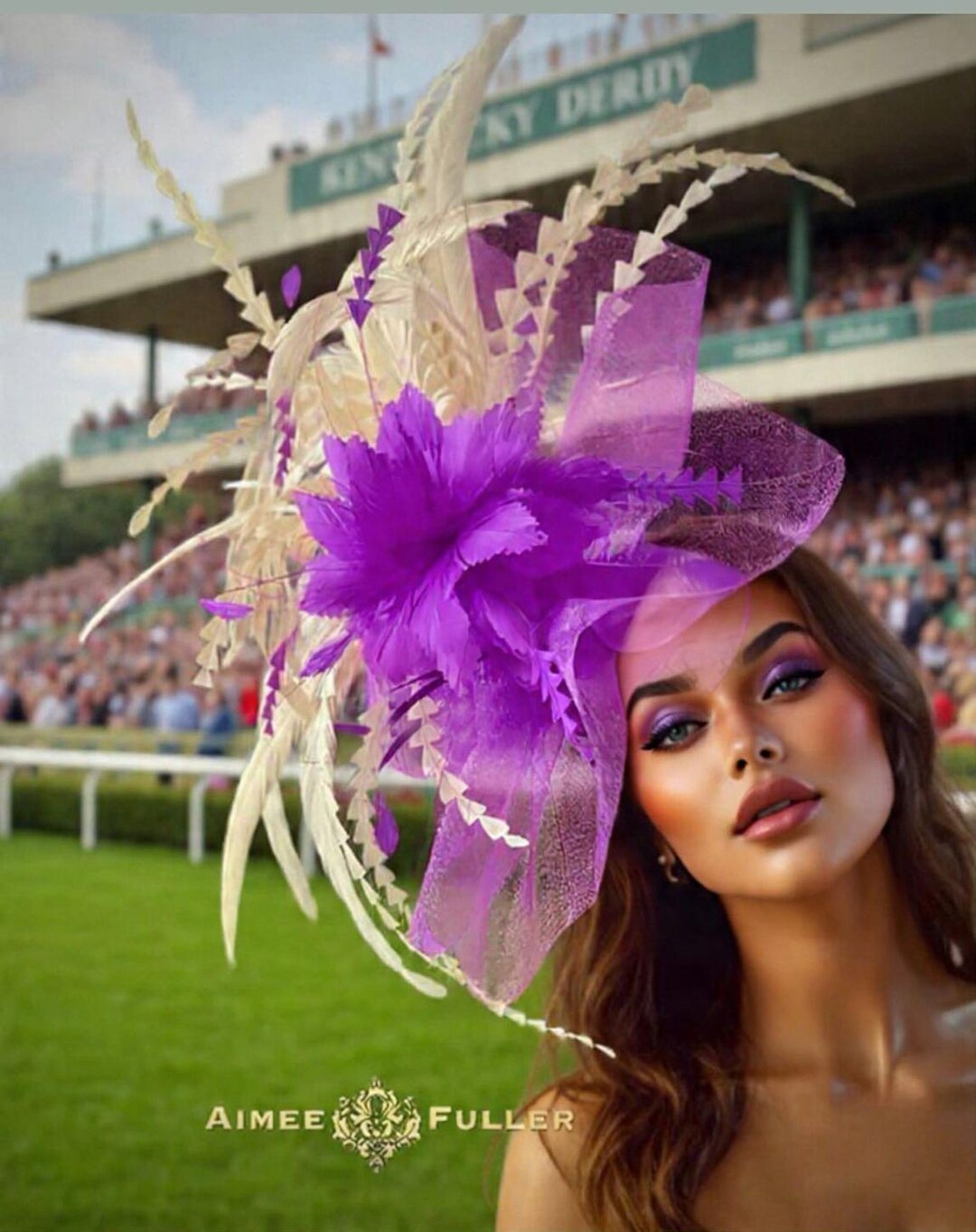 Kentucky Derby Hat Fascinator, Purple Fascinator, Purple Melbourne Cup ...