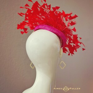 Kentucky Derby Fascinator, Red Silk Rose Floral Fascinator, Hot Pink ...