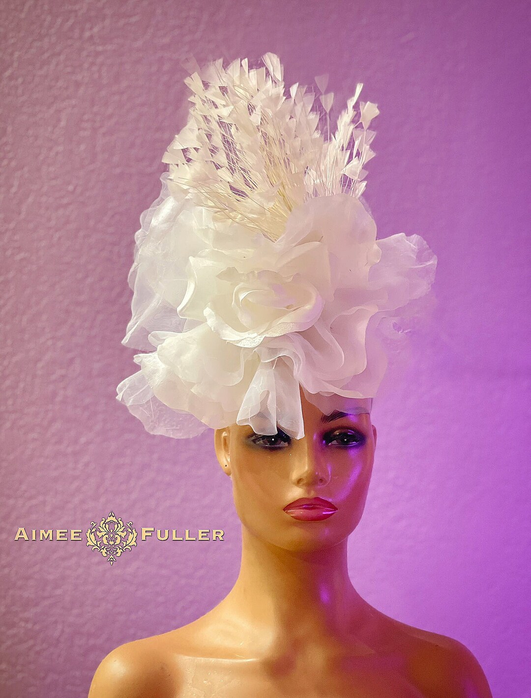 Kentucky Derby Fascinator, off White Rose Silk Velvet Hat, Del Mar Hat ...