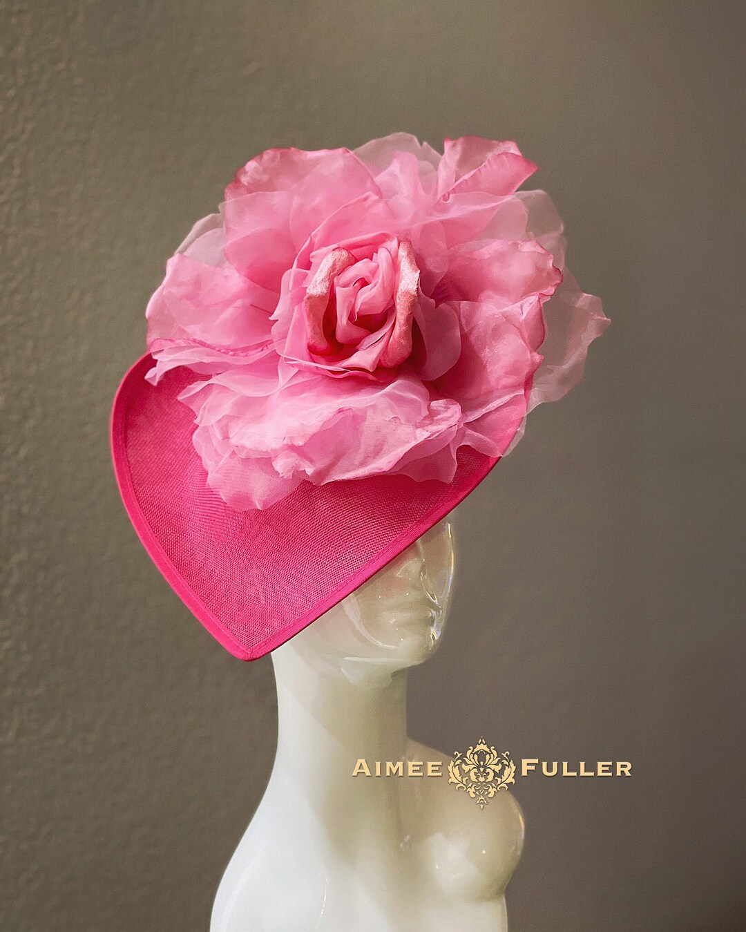 Kentucky Derby Hat Fascinator, Bubble Gum Hot Pink Rose Silk, Bridal ...