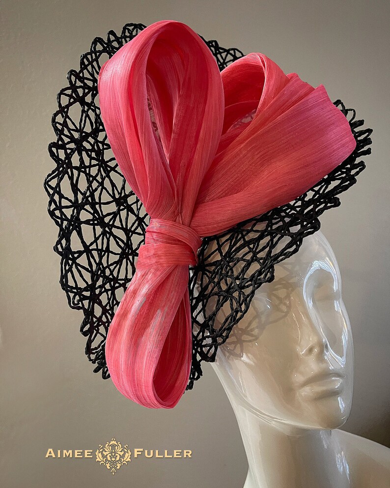 Aimee Fuller Kentucky Derby Coral Salmon Pink Black Fascinator - Etsy