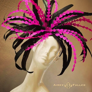 Kentucky Derby Hat, Hot Pink Black Fuchsia Shocking Pink Fascinator ...