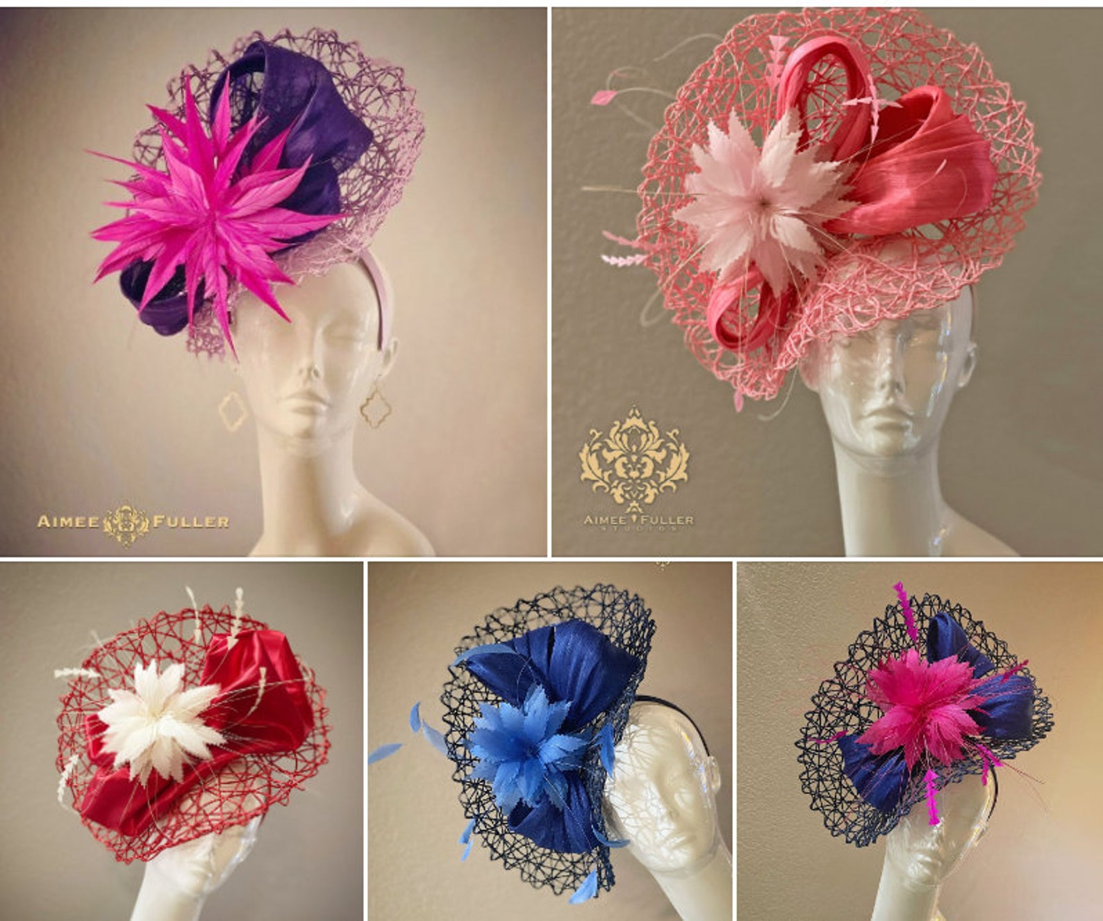 Aimee Fuller Kentucky Derby Hat, Hot Pink, Blue Hat, Derby Fascinator ...